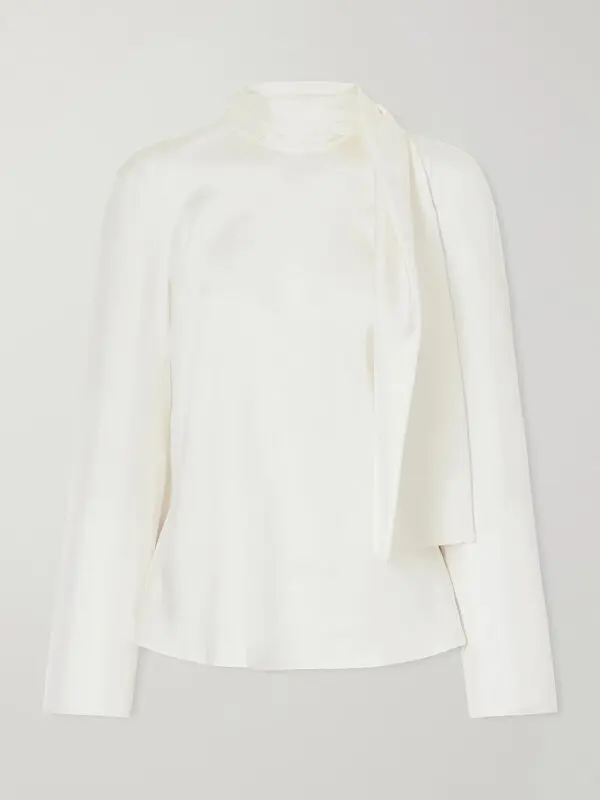 RÓHE Tie-detailed Silk-satin Blouse