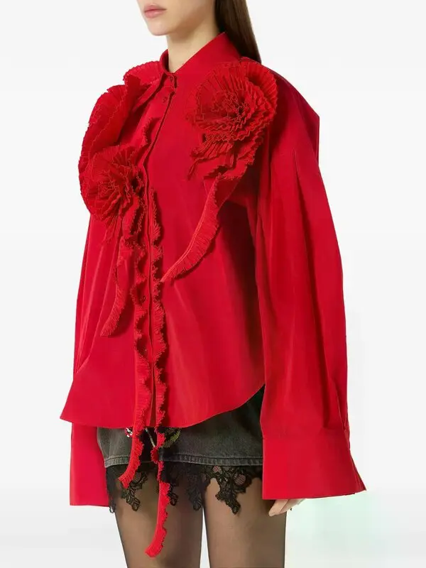 Blumarine Ruffled Floral-appliqué Shirt