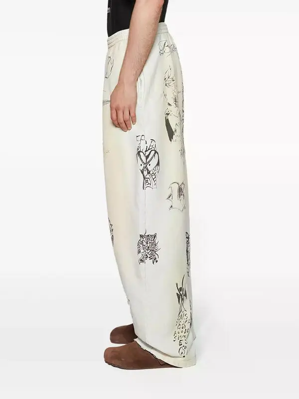 Balenciaga Tat Graphic-print Cotton Track Pants
