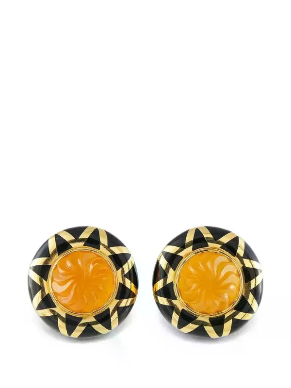 Elizabeth Gage Citrine And Enamel Earrings