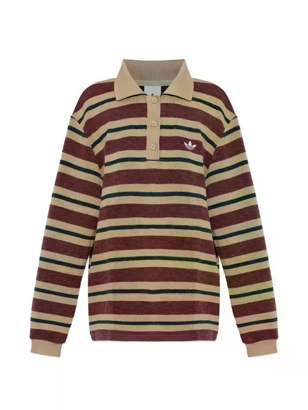 Adidas Striped Long-sleeve Polo Shirt