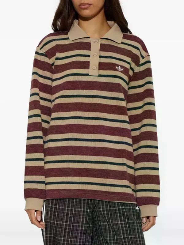 Adidas Striped Long-sleeve Polo Shirt