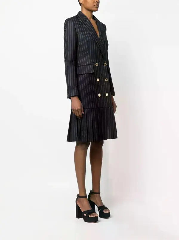 Moschino Pinstriped Pleated Blazer Dress
