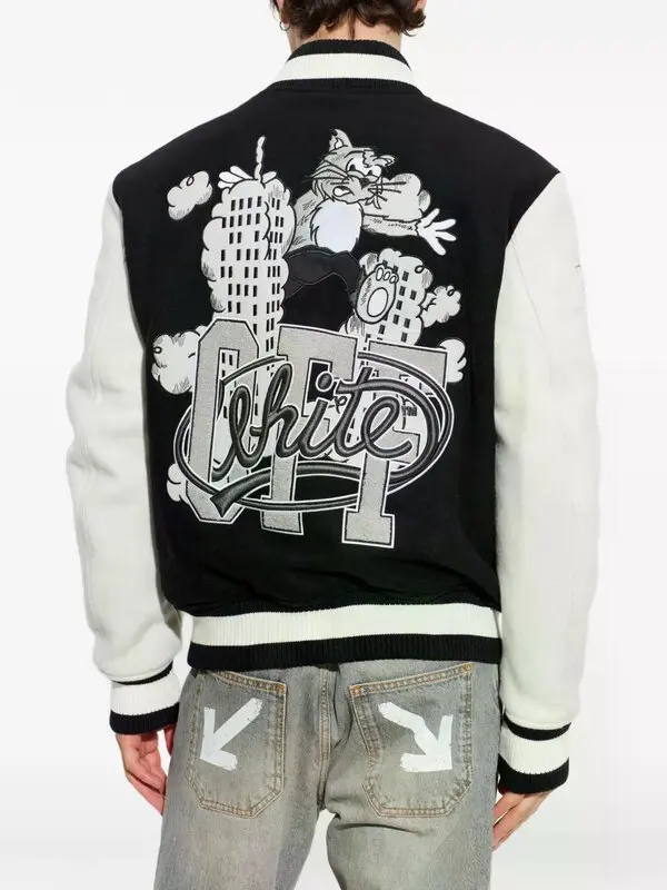 Off-White Logo-patch Panelled Bomber Jacket