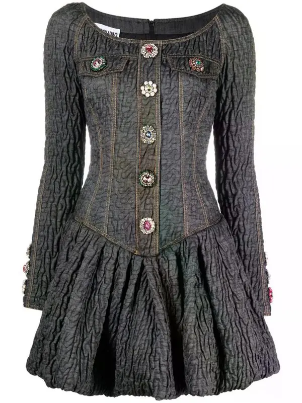 Moschino Crystal-embellished Textured Minidress