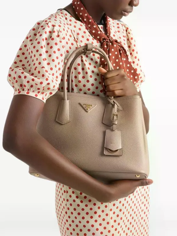 Prada Double Medium Saffiano Leather Bag - Neutrals