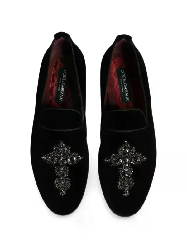 Dolce & Gabbana Embellished Velvet Loafers
