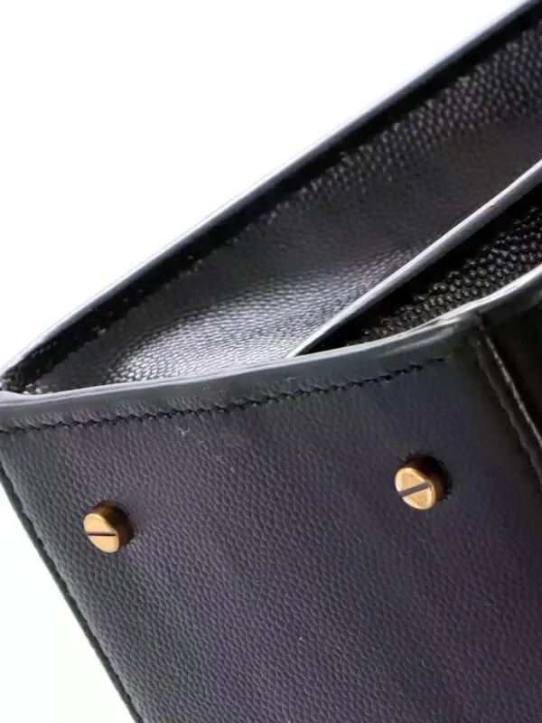 Saint Laurent Cassandra Top Handle Bag Leather Medium Satchel - Black