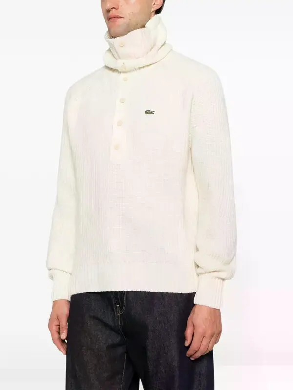 Lacoste Ribbed-knit High-neck Sweater - Neutrals