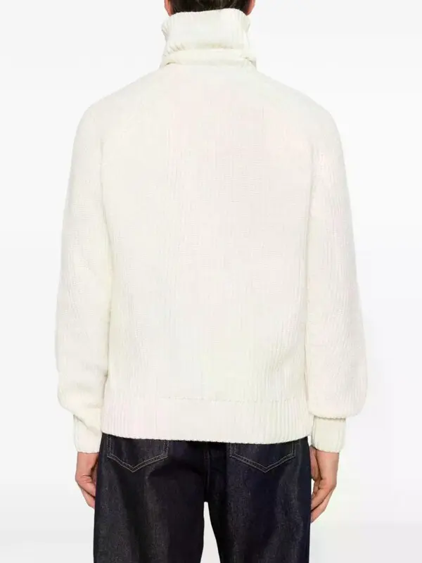 Lacoste Ribbed-knit High-neck Sweater - Neutrals