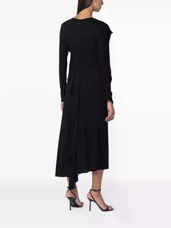 Victoria Beckham Long-sleeve Draped Midi Dress