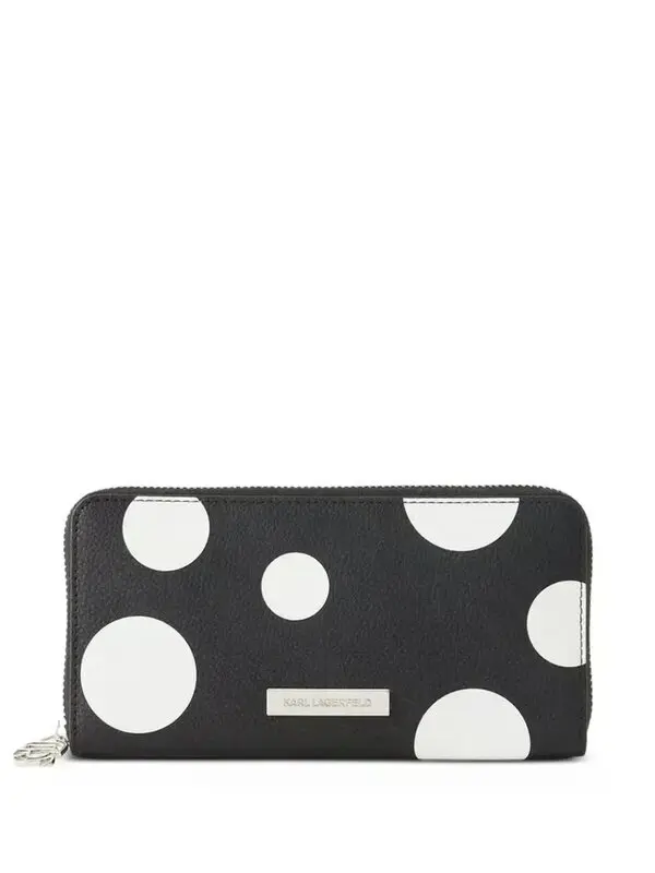 Karl Lagerfeld Ikon Pebble-grain Continental Wallet - Black