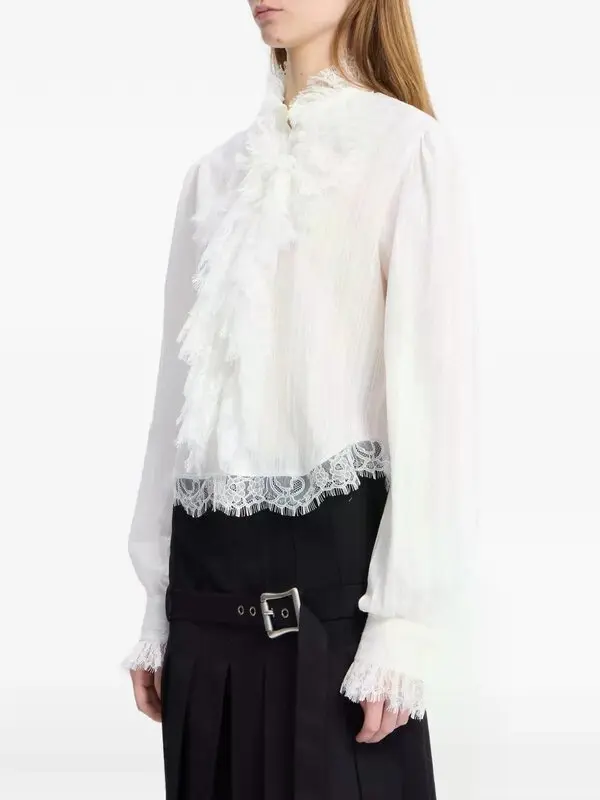ANN DEMEULEMEESTER Lace-trim Ruffled Blouse