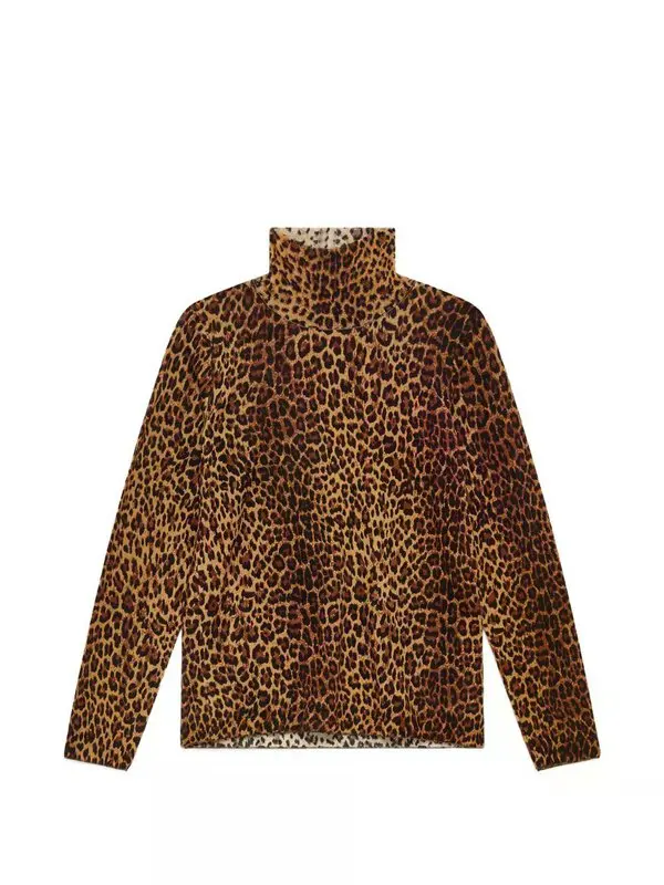 Malìparmi Leopard-print Turtleneck Knitted Long-sleeved T-shirt