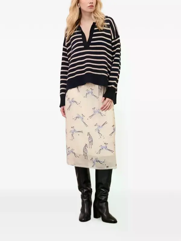 OTTOD'AME Striped Polo-collar Knit - Blue