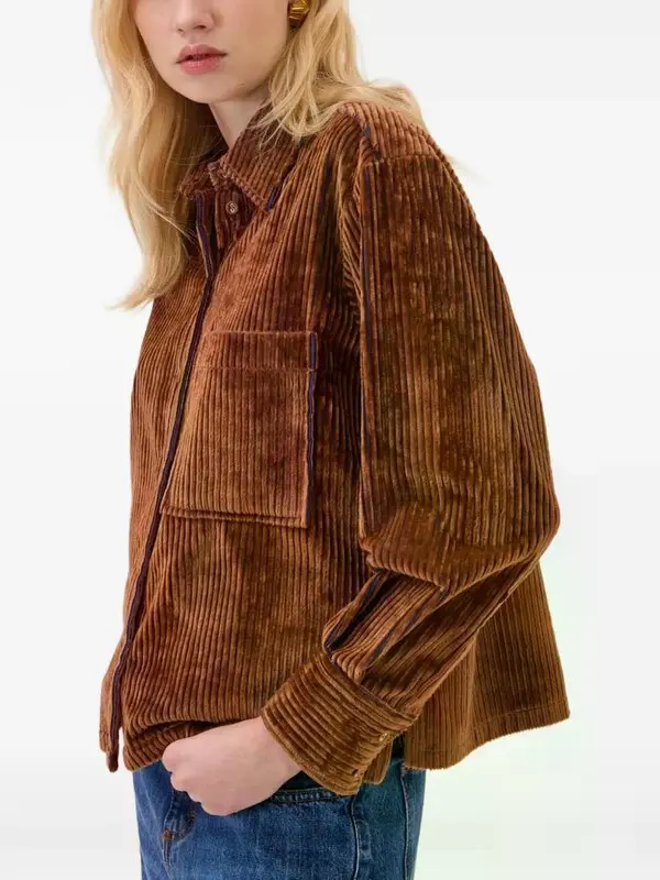 OTTOD'AME Corduroy-effect Chest-pocket Shirt