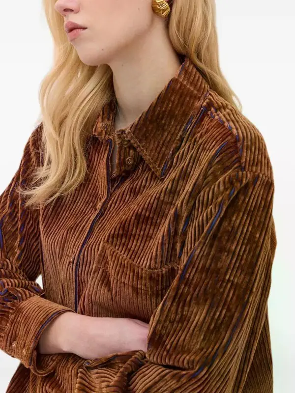 OTTOD'AME Corduroy-effect Chest-pocket Shirt