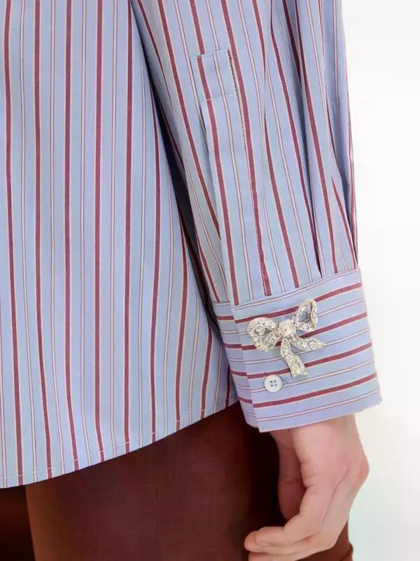 OTTOD'AME Striped Crystal-embellished Shirt
