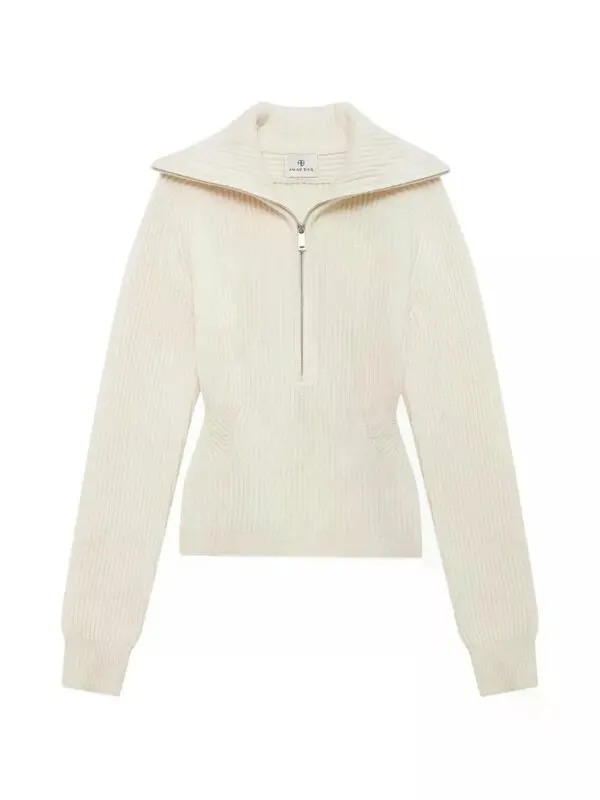 ANINE BING June Trucker Collar Sweater Ecru