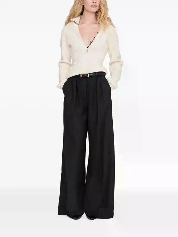 ANINE BING June Trucker Collar Sweater Ecru