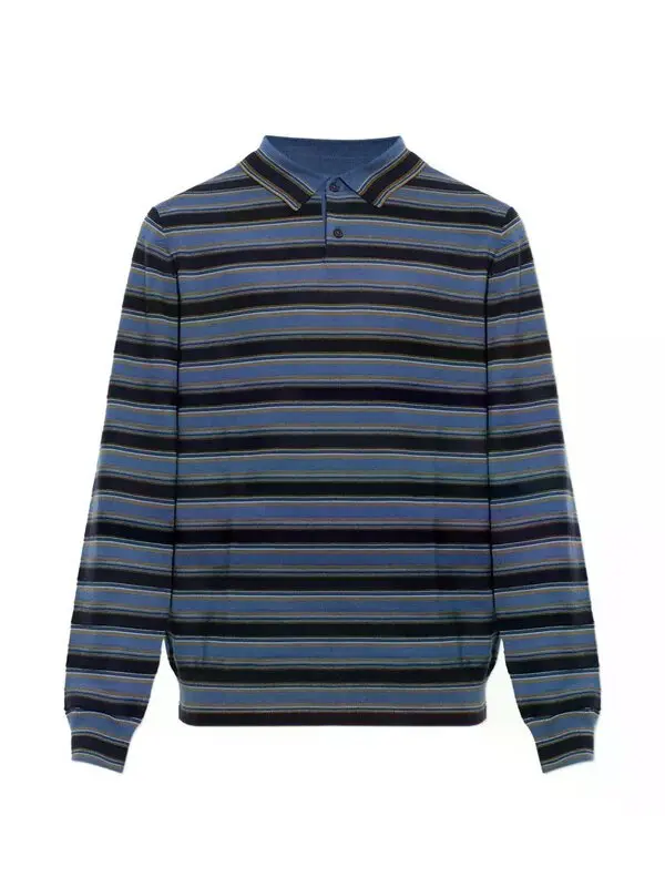Paul Smith Striped Wool Polo Shirt - Blue