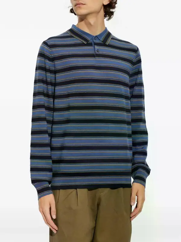 Paul Smith Striped Wool Polo Shirt - Blue