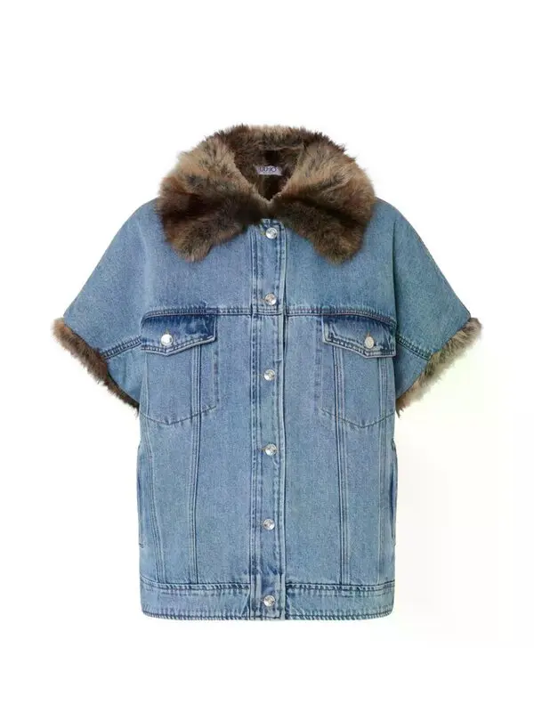 Liu Jo Denim Vest With Teddy Details - Blue
