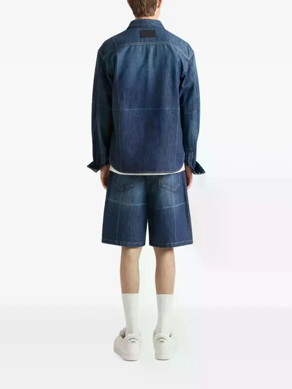Givenchy Couture Seam Bermuda Shorts In Denim With Folded Effect