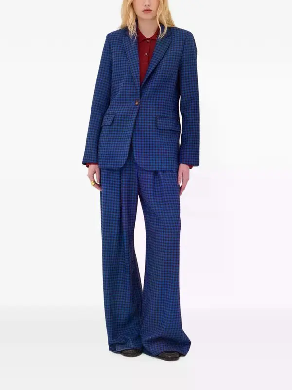OTTOD'AME Gingham-check Notched-lapels Blazer