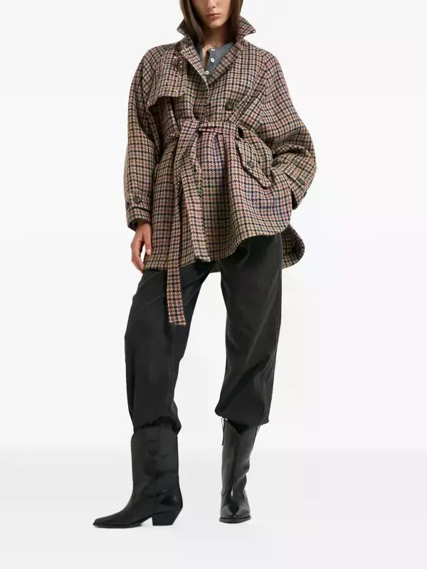 BAZAR DELUXE Crystal-embellished Houndstooth-pattern Coat