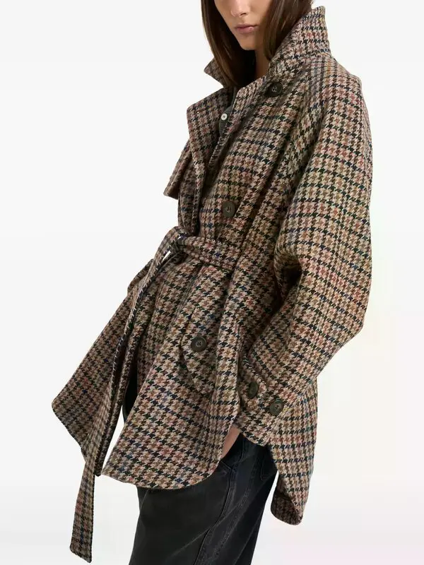 BAZAR DELUXE Crystal-embellished Houndstooth-pattern Coat