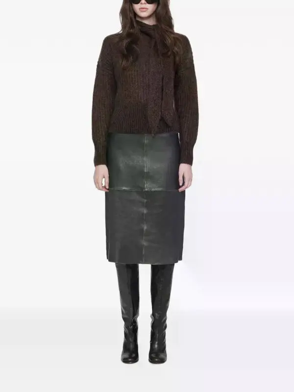 ALLSAINTS Olivia Panelled Leather Midi Skirt