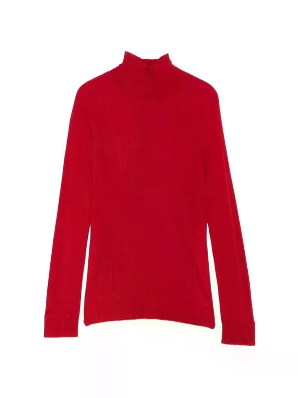 Max Mara Ribbed-knit Roll-neck Sweater - Red