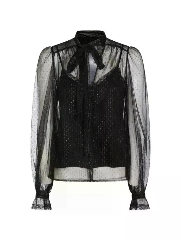 TWINSET Pussy-bow Glitter-effect Top - Black