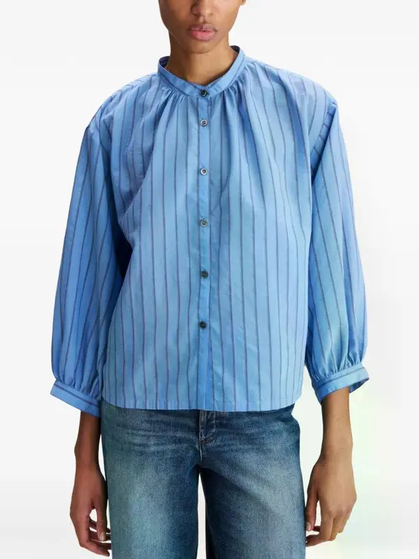 A.p.c. Bela Striped Officer-collar Blouse