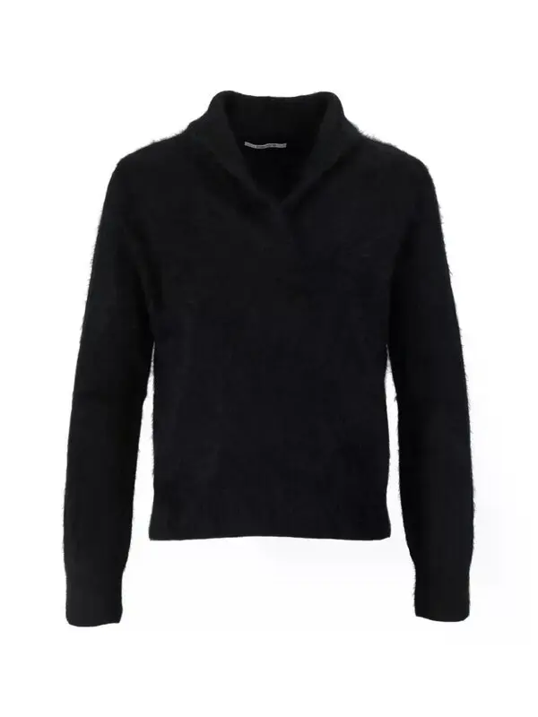 KANGRA Brushed Shawl-collar Sweater - Black
