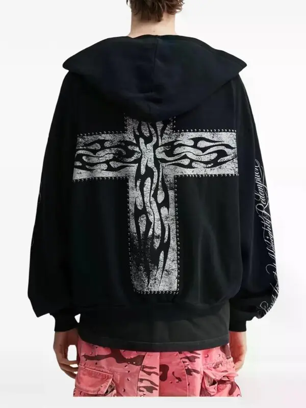 HELLSTAR Stud-embellished Graphic-print Hoodie