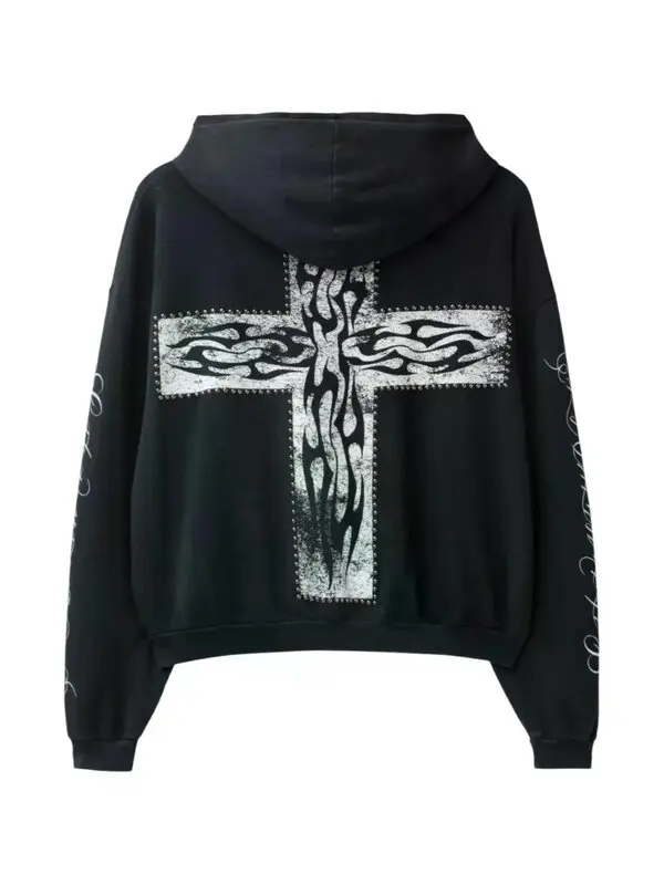 HELLSTAR Stud-embellished Graphic-print Hoodie