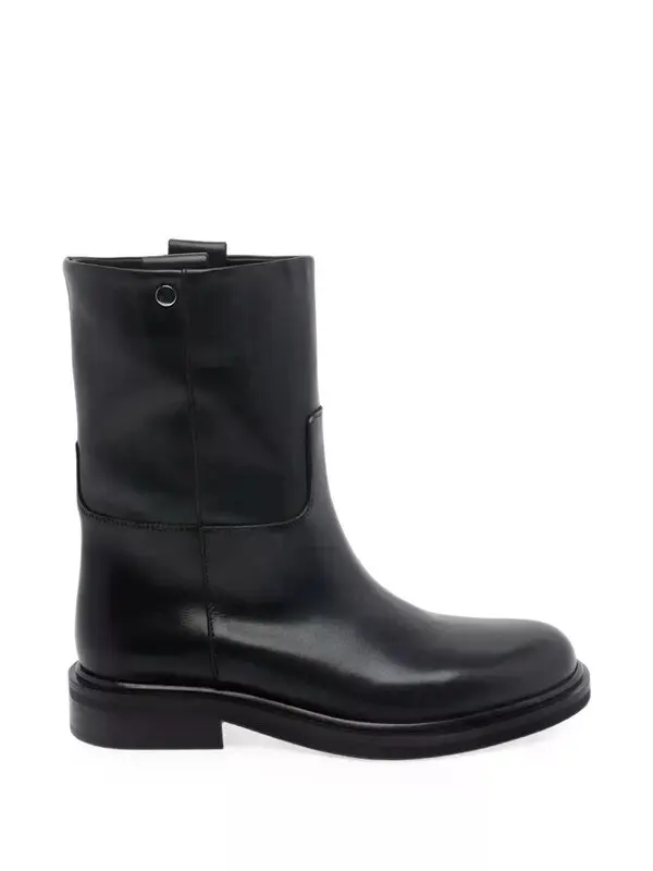 POEVE Liva Round-toe Calf Leather Ankle Boots - Black