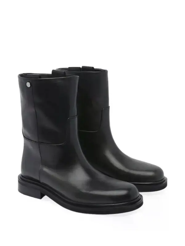 POEVE Liva Round-toe Calf Leather Ankle Boots