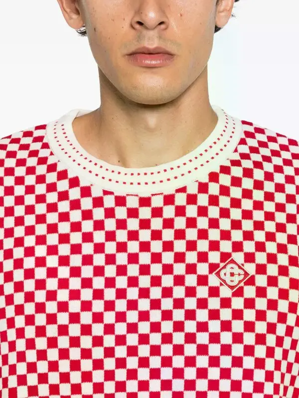 Casablanca Checkerboard-knit Logo-patch Sweater