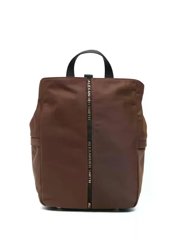 ALEXANDER SMITH Medium Daisy Logo-tape Satin Backpack - Brown