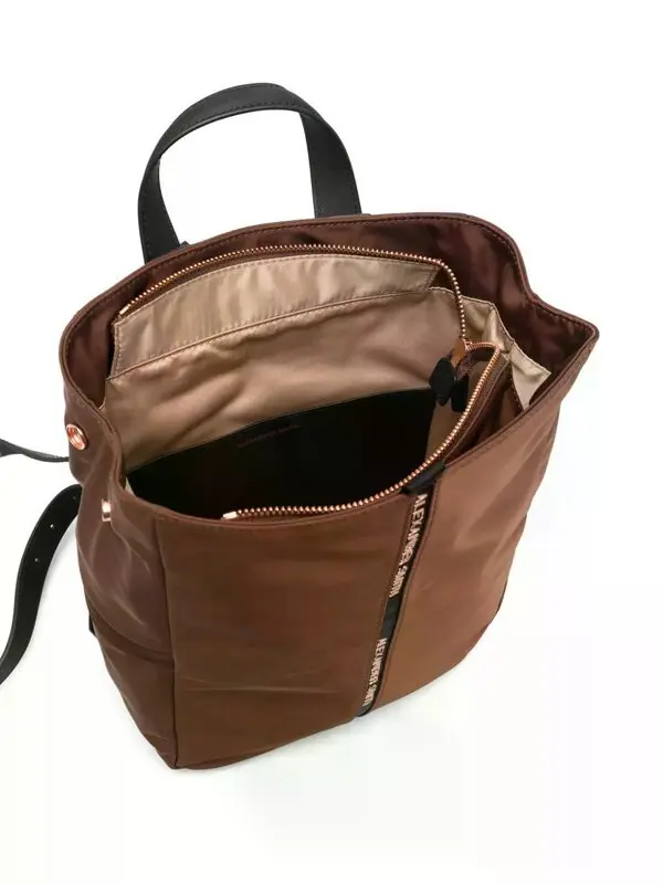 ALEXANDER SMITH Medium Daisy Logo-tape Satin Backpack - Brown