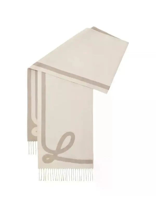 Loewe Anagram-motif Fringed Scarf - Neutrals