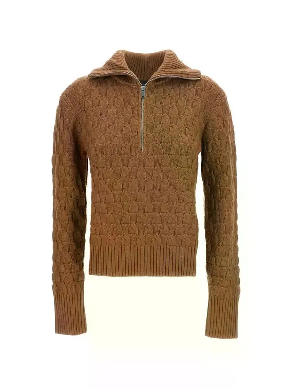 WALES BONNER Basket-weave Half-zip Sweater