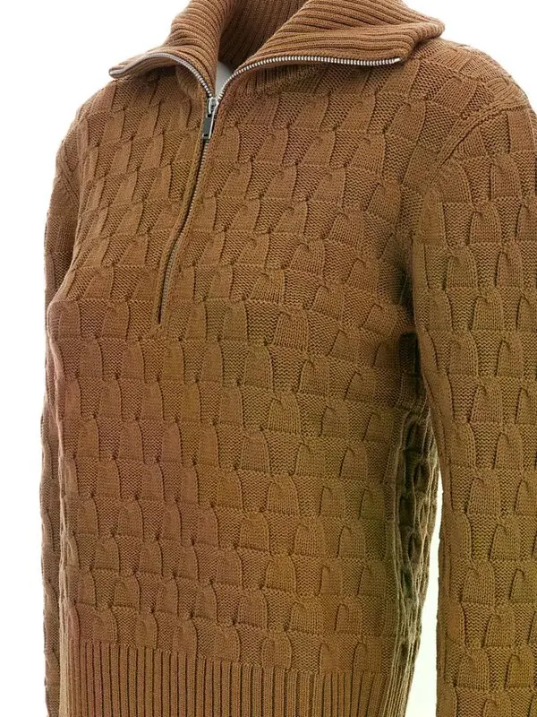 WALES BONNER Basket-weave Half-zip Sweater