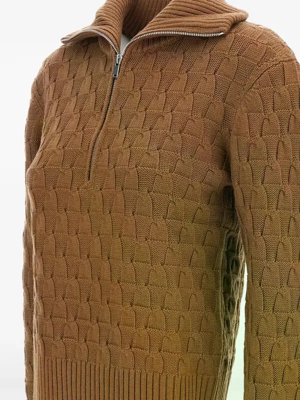WALES BONNER Basket-weave Half-zip Sweater