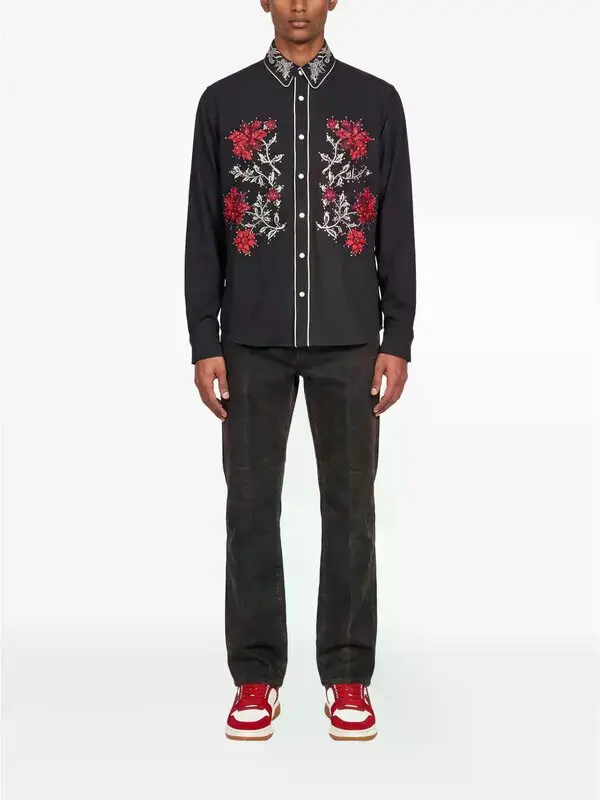 Amiri Floral-embroidered Western Shirt