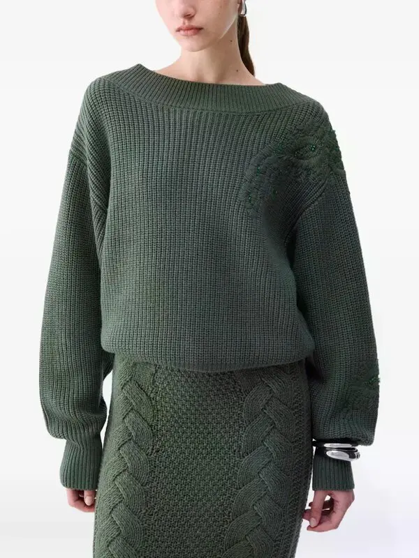 Liu Jo Wool Sweater With Embroidery - Green