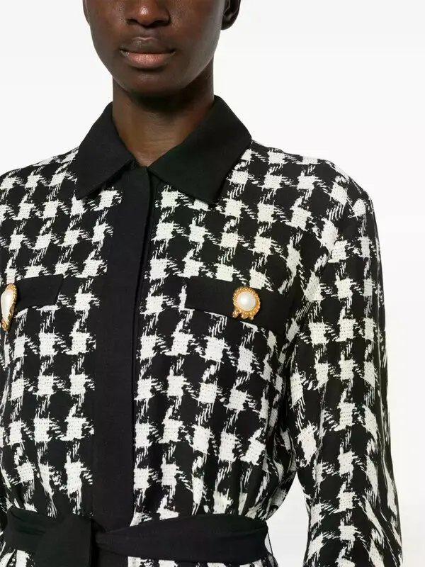 Moschino Morphed-button Houndstooth Shirtdress